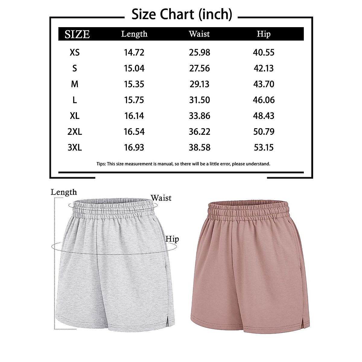 AUTOMET Womens Sweat Shorts Casual Summer Drawstring Comfy Elastic High Waist Running Clothes with Pockets Grey M