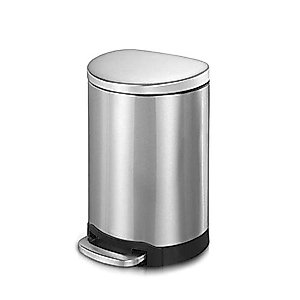 PDTXCLS SPPRANDOM Innovaze 1.6 Gal./6 Liter Stainless Steel Semi-Round Step-on Trash Can for Bathroom and Office