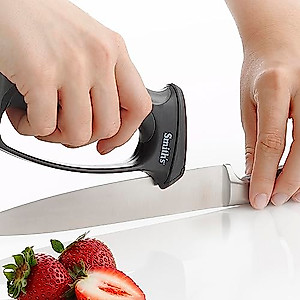 Smith’s 50000 V-Slot Knife & Scissor Sharpener – Straight Blade Sharpening - Large Scissors & Shear Sharpening Slots – Kitchen Tool - Soft Grip Handle – Comfortable Grip