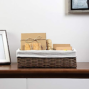 HOSROOME Bathroom Wicker Baskets for Organizing Toilet Paper Basket Storage Basket for Toilet Tank Top Decorative Basket for Closet, Bedroom, Bathroom, Entryway, Office（Set of 2,Brown