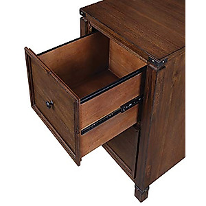 OSP Home Furnishings Baton Rouge 2 Drawer File Cabinet with Rustic Design and Metal Accents, Brushed Walnut