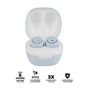 Altec Lansing NanoBuds 2.0 True Wireless Earbuds with Charging Case, TWS Waterproof Bluetooth Earphones with Touch Controls for Travel, Sports, Running, Working (ICY)