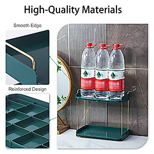 Bathroom Counter Organizer, Perfume Organizer, Kitchen Countertop Storage Tray, Makeup Organizer for Vanity, Spice Rack (2 Tier White Gold)