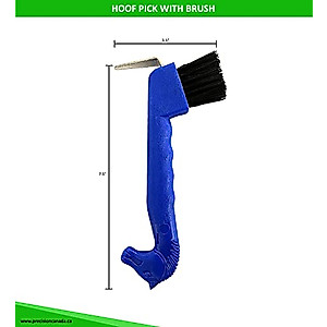 Precision Canada 1Pc Horse Hoof Pick Brush with Soft Touch Plastic Handle, Portable Hoof Pick