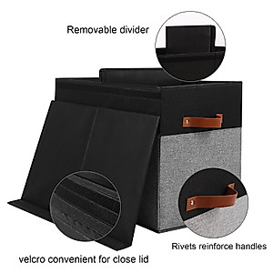 Large Toy Storage Box with Lid, Sturdy Toys Storage Chest Bin Organizer Basket with Dividers for Kids, Boys, Girls, Nursery, Closet, Bedroom, Playroom 25&quot;x13&quot; x16&quot; (Black and Grey)