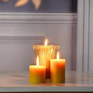 Natural Beeswax Pillar Candle, Smokeless Dripless Pure Beeswax Candle Set with Natural Scent for Room Decoration Prayer Party, Long Lasting Burn Time,1.89x3.86 inch (2 Pack),Brown Raw