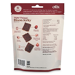 OTIS Bison Jerky for Dogs | Protein Packed, Pasture-Raised, Grass-Fed Bison Jerky Dog Treats Healthy Dog Treats - Wild Things | 4 Ounce Bag