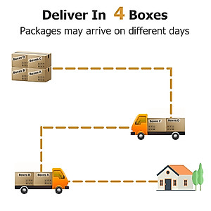 HOOOWOOO Patio Furniture Set,8 Piece Outdoor Furniture with Fire Pit Table,Wicker Patio Conversation Couch Chairs Ottoman Set,Denim Blue