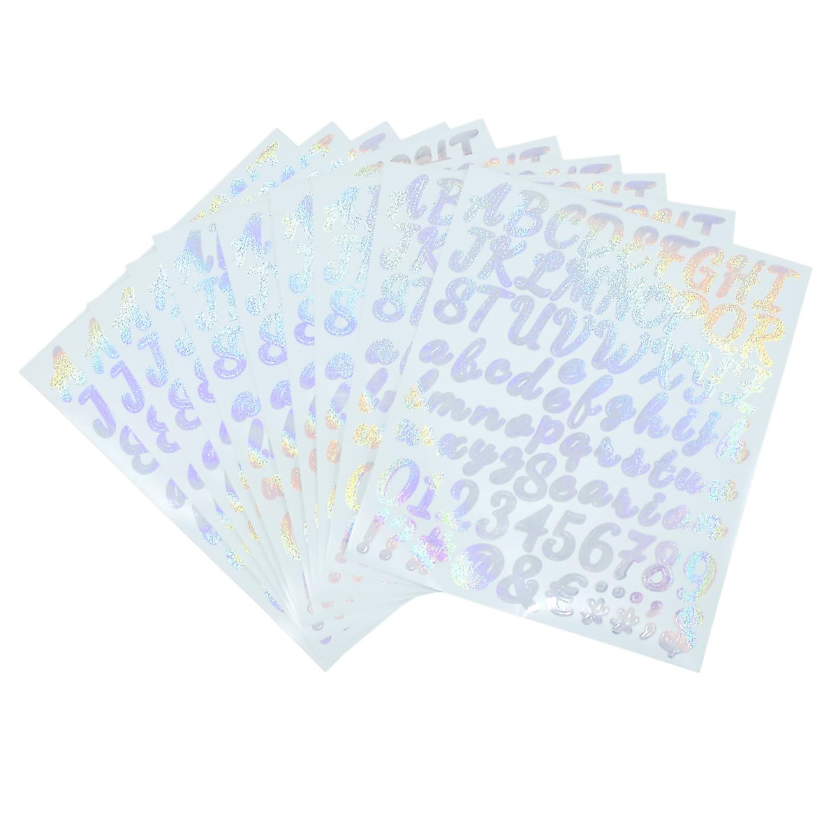 TEHAUX 30 Sheets Alphanumeric Stickers Glitter Diary Stickers Glitter Letters Number Stickers Gemstone Stickers Hand Account Sticker Greeting Card Flash Grid Bottom Fine Sand Golden
