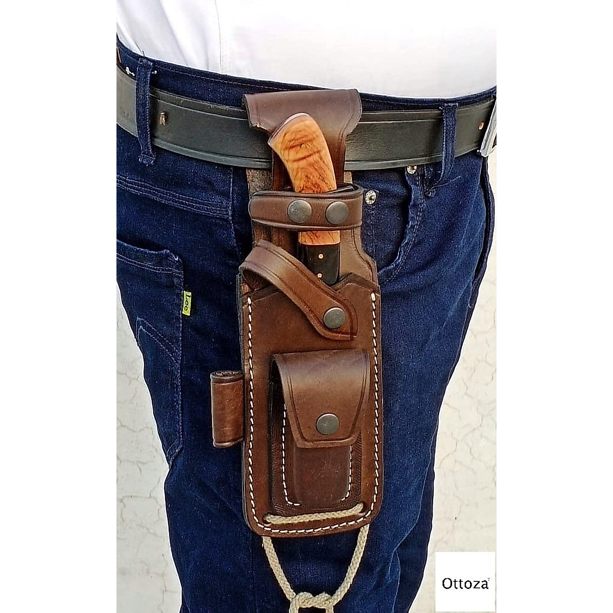 Ottoza Handmade Leather Knife Sheath SIDE DRAW Knife Sheath - Bushcraft Knife Sheath - Hunting Knife Sheath - Survival Knife Sheath - Vertical Knife Sheath Dark Brown TOP GRAIN LEATHER No:207