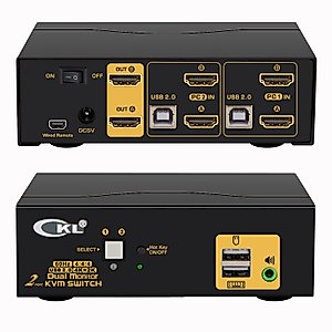 CKL DisplayPort MST KVM Switch (1 DP in 1 DP + 1 HDMI Out for 2 Computers 2 Monitors