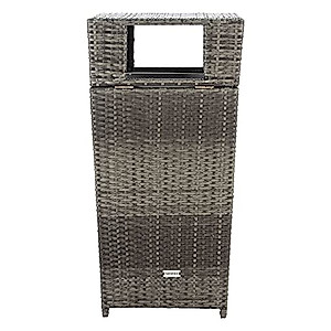 SAFAVIEH Outdoor Collection Mazeli Grey Brown Woven Square Lid Trash Bin (Fully Assembled) PAT7512C