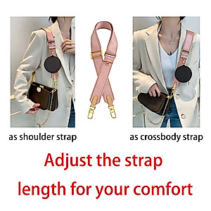 TOURDREAM Multi Pouchette Accessories Adjustable Strap, Crossbody Shoulder Purse Strap Replacement, Wide Luxury Designer Bag Strap (Pink)