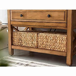 StorageWorks Large Water Hyacinth Baskets for Organizing, Wicker Basket with Lid for Bathroom, Storage Basket with Lid and Built-in Handles, 1 Pack