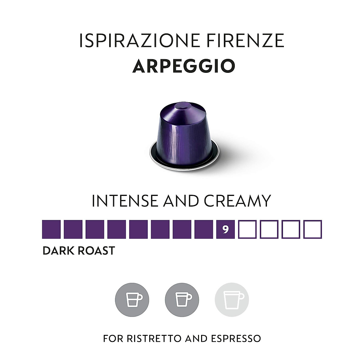 Nespresso Capsules OriginalLine, Ispirazione Arpeggio Intenso, Dark Roast Coffee, 50 Count Coffee Pods, Brews 1.35oz (ORIGINALLINE ONLY)