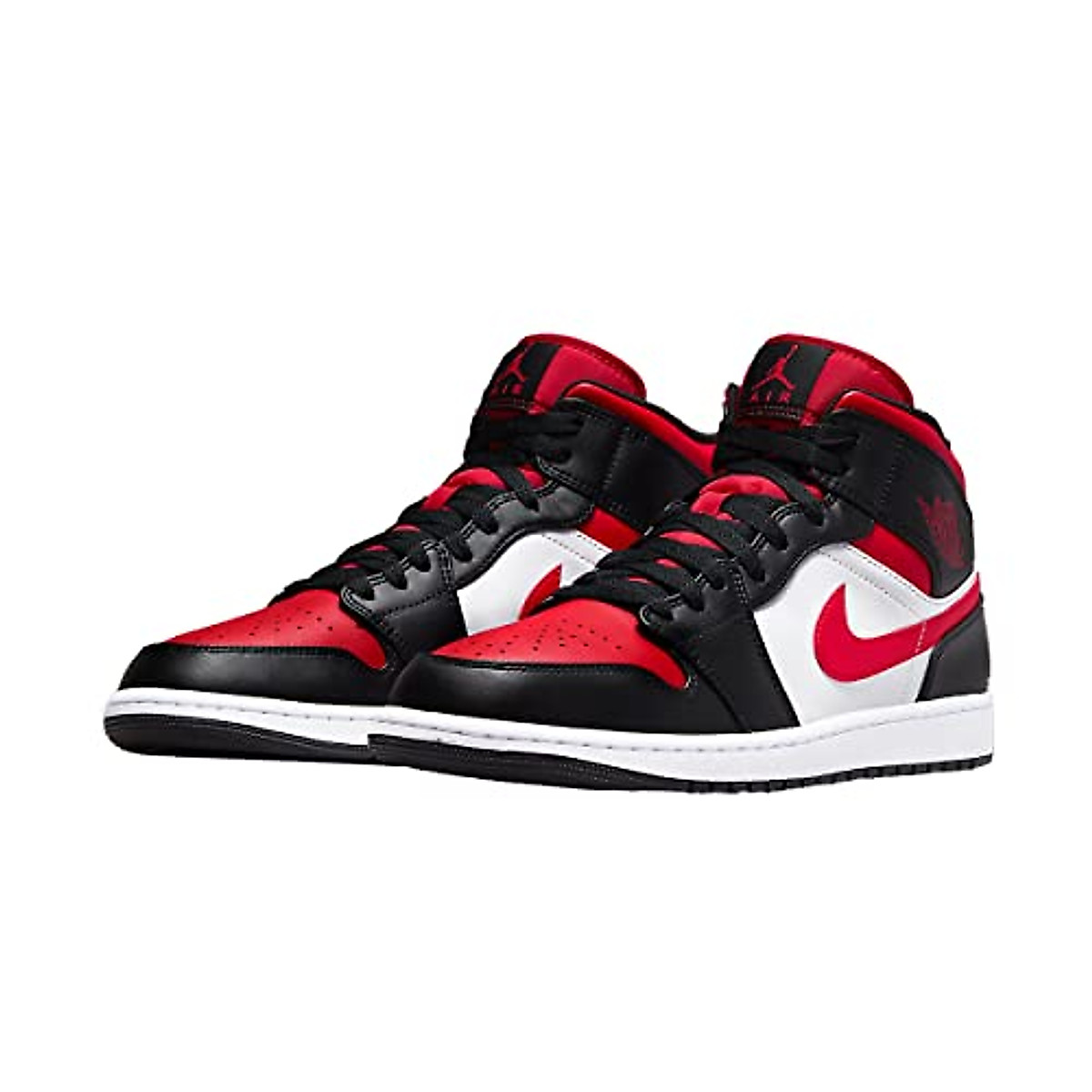 Nike Men's Air Jordan 1 Mid Shoes, White/Black-red, 8.5