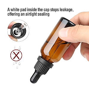 Amber Glass Dropper Bottle with Glass Pipette, 6 X 10ml Glass Eye Dropper Bottles Refillable for Essential Oil Aromatherapy Blends