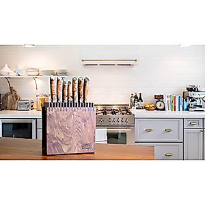 Knife Set Block - 8 Piece Chefs Knife Set - Damascus Steel VG10 Japanese Stainless Steel Home Kitchen Knife Set With Shadow wood Handle&Unviersal Walnut Block