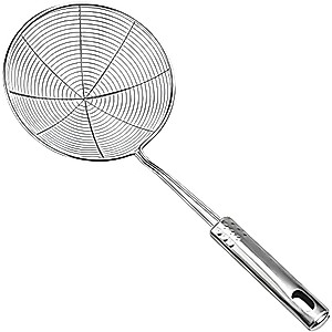 Versatile Stainless Steel Spider Strainer/Skimmer/Ladle for Cooking and Frying, Chirano Kitchen Gadgets Wire Strainer Pasta Strainer Spoon (6 Inch)