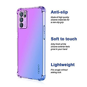 SHYXGLON for Oppo Reno 6 Pro Plus 5G Case, Oppo Reno6 Pro Plus 5G Case and Screen Protector Tempered Glass Transparent Ultra Thin Glitter Bumper Anti-Yellow Crystal Clear Cover (Purple/Blue)