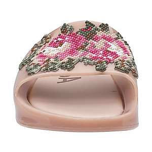 Melissa - Womens Beach Slide Flower Sandal, Size: 6 M US, Color: Pink Green