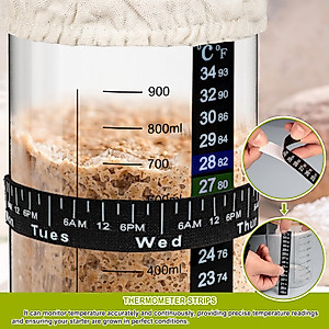2 Packs Sourdough Starter Kit with 32 Oz Glass Jar, Sourdough Starter Jar Kit with Thermometer, Feeding Date Band, Silicone Tool, Reusable Sourdough Baking Supplies for Beginner Making Sourdough Bread