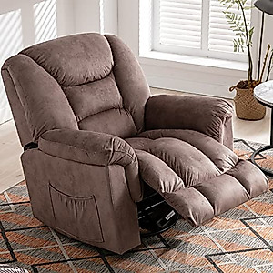 ANJ Oversized Rocker Chair Manual 360 Degree Swivel Recliners Comfy Glider Rocking Chairs for Big Man Home Extra Wide Overstuffed Reclining Chair for Living Room, Camel