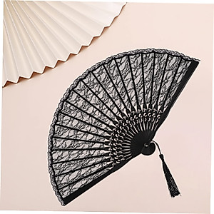 Dance Fans Hand Fan Foldable Sequin Folding Fans Silk Fans Chinese Folding Fan Tassel Fan Spanish Hand Fans Retro Folding Floral Hand Fans Lace Victoria Miss