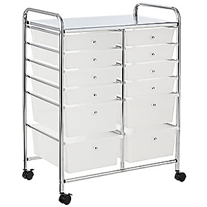 Whitmor Chrome and Plastic 12-Drawer Storage Cart