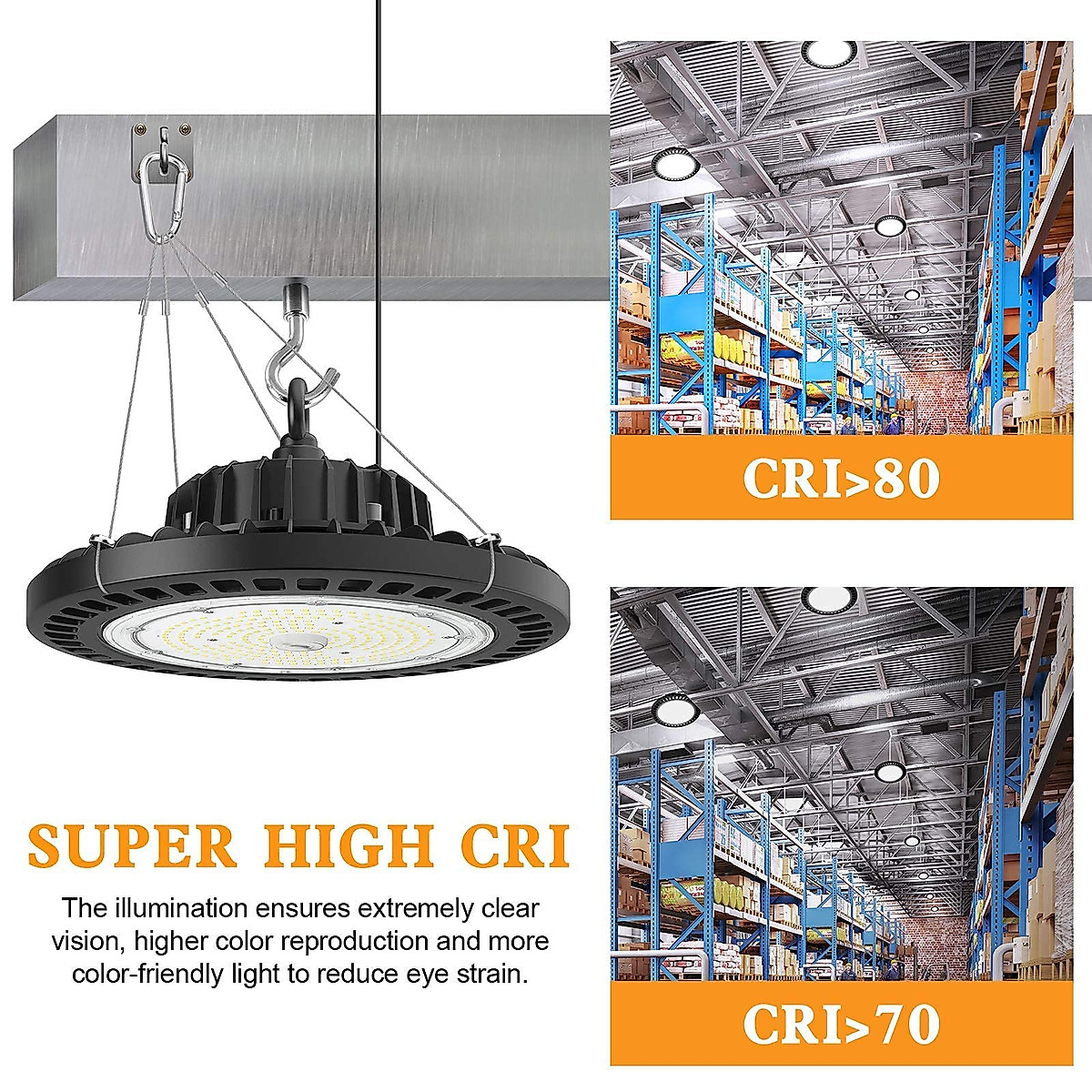 TREONYIA UFO LED High Bay Light 5000K ETL&DLC Listed (600W HID/HPS Equivalent), Super Bright LED Shop Garage Warehouse Lighting Lamp Fixture, IP65 Waterproof (with UL Approved 5’ Cable) (150)