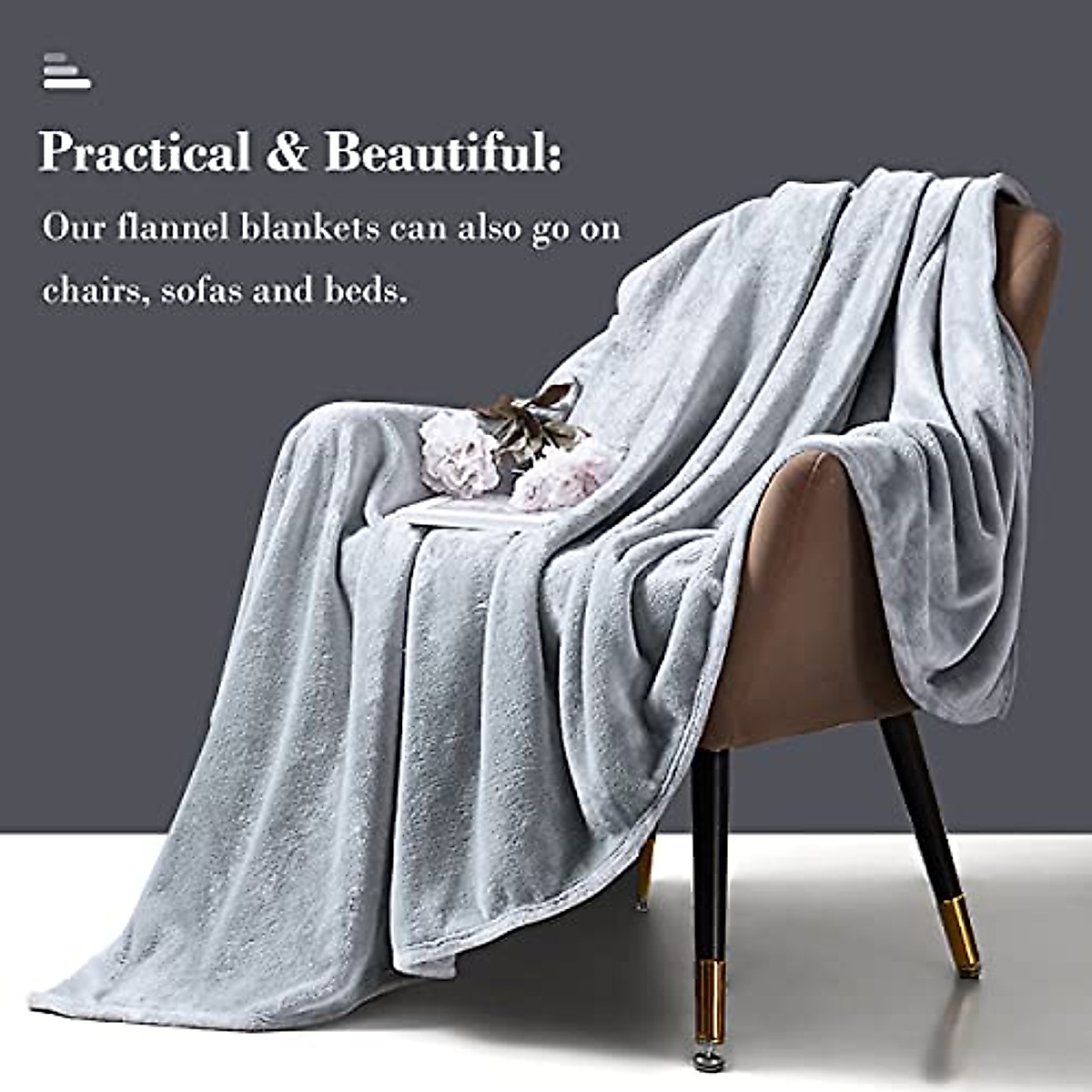 MOONQUEEN Fleece Throw Blanket for Lightweight - Ultra Soft Velvety Texture Plush Fuzzy Cozy Blankets and Throws for Sofa and Living Room (Silver Gray, 50x60 in)