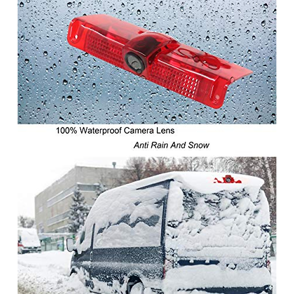 RED WOLF Third 3rd Brake Light Rear View Backup Camera for Chevrolet Express / GMC Savana 1500 2500/3500 2003-2019 Vans Reverse Parking Waterproof
