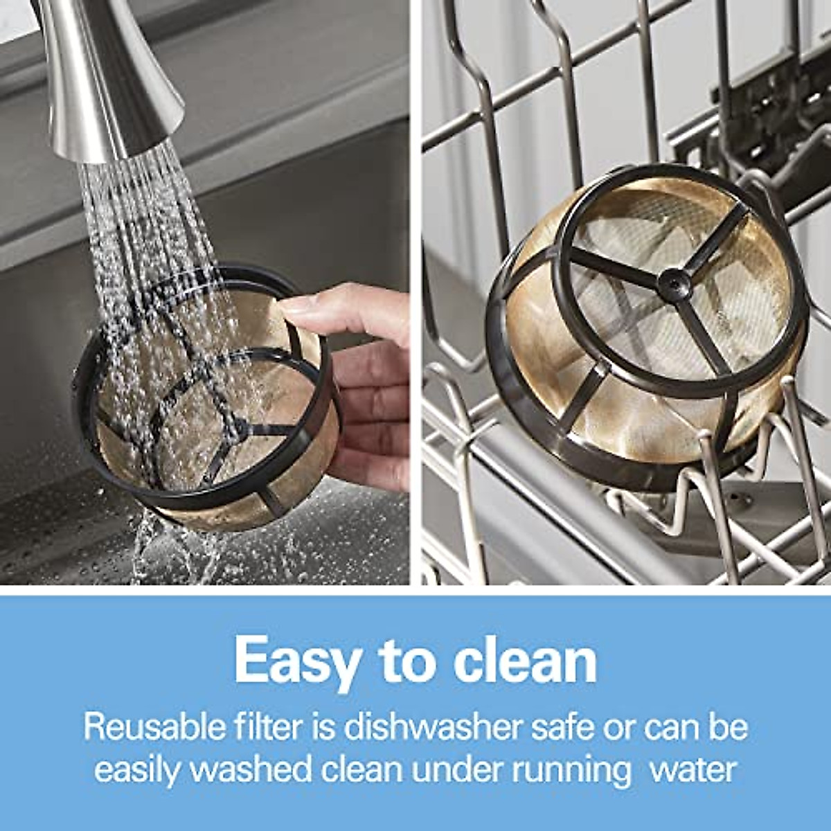 Hamilton Beach 49902 FlexBrew Trio 2-Way Coffee Maker & Permanent Gold Tone Filter, Fits Most 8 to 12-Cup Coffee Makers (/80675)