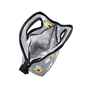 senya Lunch Bag Cute Hamster And Sunflower Printed Neoprene Tote Reusable Insulated Gourmet Lunchbox Container Organizer School Picnic Carrying For Men, Women, Adults, Kids, Girls, Boys