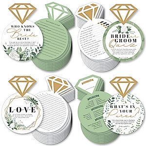 Big Dot of Happiness Boho Botanical Bride - 4 Greenery Bridal Shower Games - 10 Cards Each - Gamerific Bundle