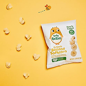 Baby Bellies Organic Softcorn Baby Snack, Banana, Pack of 7 Individual Snack Packs, 0.28 Ounce
