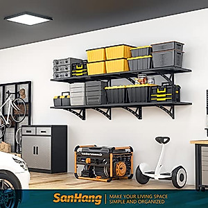 Sanhang 4Pack 1.3x4ft Garage Storage Wall Shelves, Wall Shelf Garage Storage Rack Floating Shelves (Black)