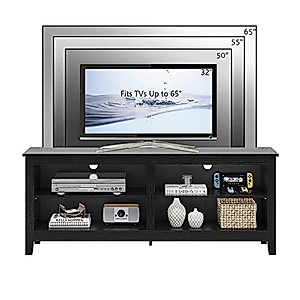 Panana TV Stand, 4 Cubby TV Stand for 65 inch TV, Farmhouse Television Stands Entertainment Center Media TV Table Stand for Living Room Bedroom (Black 59 inch)