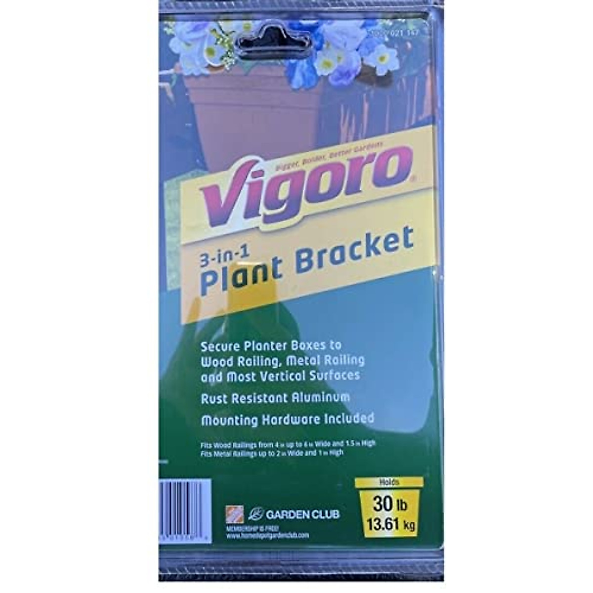 Home Depot Vigoro 3-in-1 Metal Deck Plant Bracket, Planter Box Hanger, Holds 30 lbs