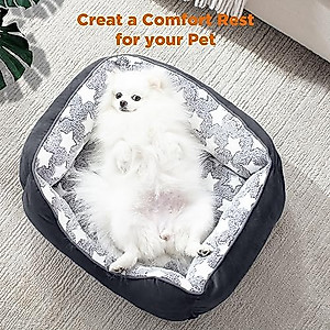 GASUR Rectangle Dog Bed for Large Dogs, Cozy Washable Bed Orthopedic Dog Sofa Bed, Pet Cuddler Anti-Slip Bottom, Soft Calming Sleeping Puppy Warming Puppy Bed (S Plus (25"x 21"x 8"), Black)