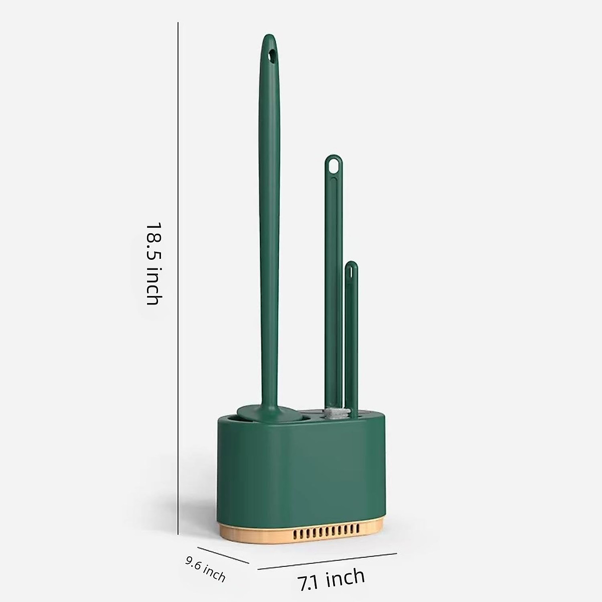 Toilet Brush and Plunger Set,3 in 1 Toilet Bowl Brush Plunger Set with Ventilated Holder for Deep Cleaning, Bathroom Cleaning Combo with Modern Caddy Stand (Green)