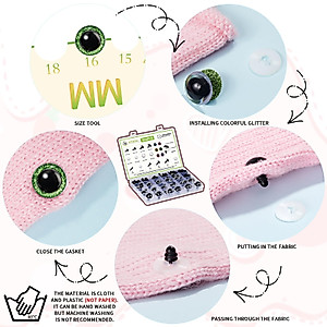 MUCUNNIA Upgraded Glitter Safety Eyes 324 Pcs 6-24mm Safety Eyes for Crocheting with Washers and Size Tools Large Crochet Safety Eyes for Amigurumi Gift for Crochet Lovers Halloween Decorations