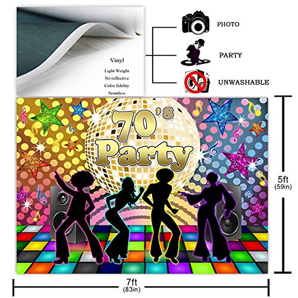 Avezano Back to 70s Party Backdrop for Adults Disco Party Decorations ...