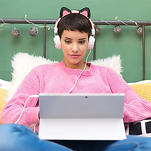 Beats Solo 3 Cat Ear Decoration for Kids, Cute Cat Ears Attachment for Bose QC35 QC25, Sony WH-1000XM4 WH-1000XM3 WH-1000XM2 Headphones, Universal Adjustable Straps for Headband Width (1.1in ~1.5in)
