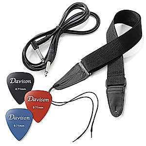 Davison Guitars 39" Full Size Electric Guitar in Black - Right Handed Beginner Kit with Gig Bag and Accessories