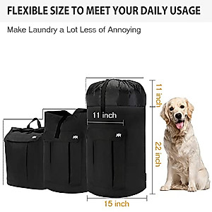 Laundry Bag Backpack Extra Large, Heavy Duty Laundry Bag with Straps and Belt for College Students, Portable Laundry Backpack for Dorm Room, Sturdy Waterproof Laundry Hamper for Travel, Apartment, Laundromat (Black)