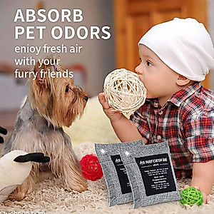 Bamboo Charcoal Air Purifying Bag (4Pack) Long Lasting Activated Charcoal Deodorant Charcoal Bag Household Car Closet Pets Office Basement Fresh Air Air Purifier Bag 4x200g