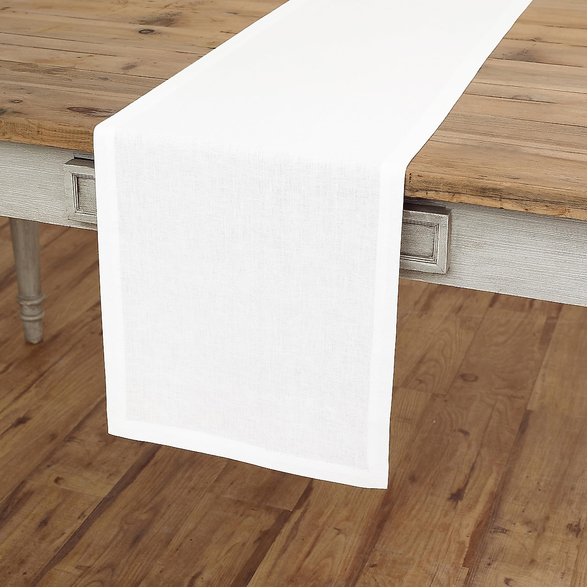 Solino Home White Linen Table Runner 60 inches Long – 100% Pure Linen 14 x 60 Inch Table Runner – Dresser Living Room Farmhouse Table Runner for Spring, Summer, Indoor, Outdoor – Fete