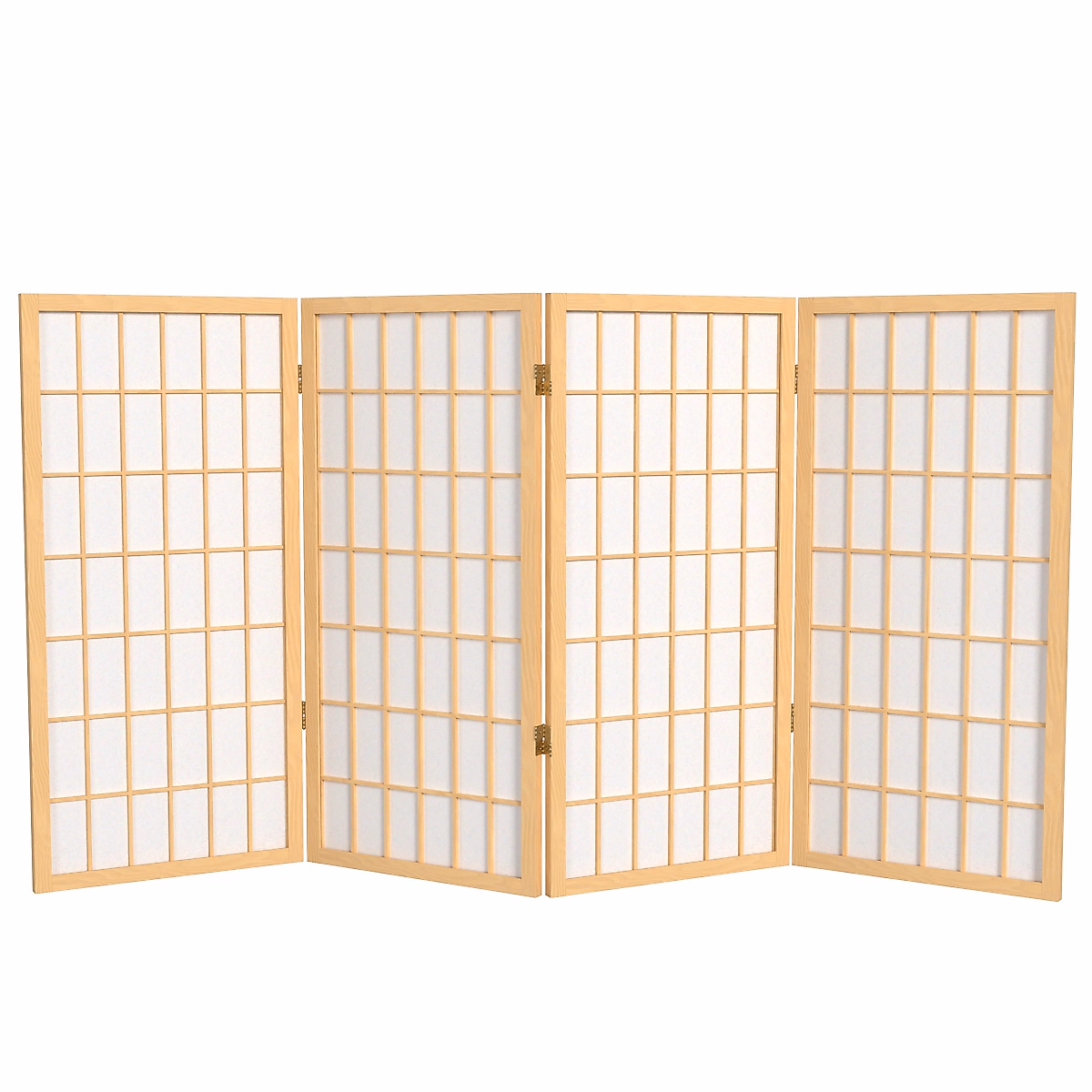3 ft. Short Window Pane Shoji Screen - Natural - 4 Panels