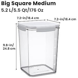 Large Airtight Pet Food Storage Containers with lids 5.2L /176oz,2 Pack Crystal Clear BPA Free Plastic Canisters for Dogs and Cats Storage Bin